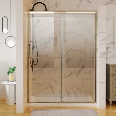 Traditional Sliding Shower Door In Brushed Nickel With Clear Glass : Target