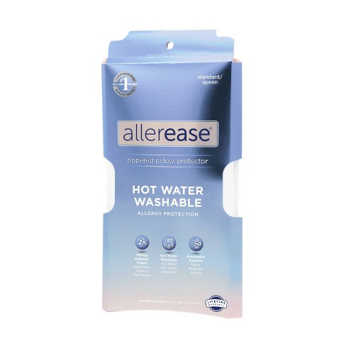 Allerease 2-pack Hot Water Washable Pillow Protector -white (standard/queen): Hypoallergenic ...