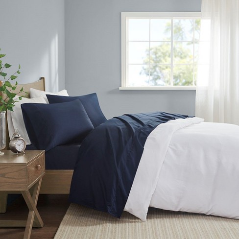 600 Thread Count Pima Cotton Sateen Sheet Set With Baratta Hem,navy ...