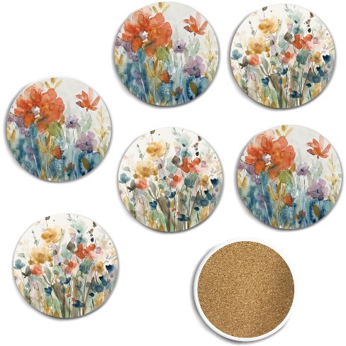 Courtside Market In Full Bloom 4x4 6-piece Coaster Set : Target