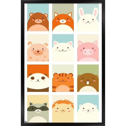 Trends International Kawaii - Furry Friends Framed Wall Poster Prints ...