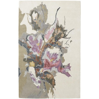 Pink and Green Wool Floral Hand Tufted Area Rug : Target