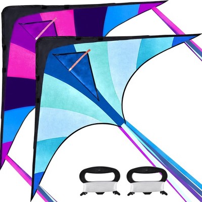 Syncfun 3 Packs Large Delta Kite Orange, Green And Purple, Easy To Fly ...