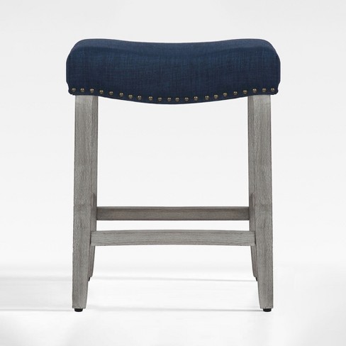Westintrends 24" Upholstered Saddle Seat Counter Stool, Antique Gray ...