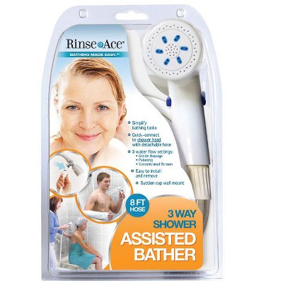 Rinse Ace Assisted Bather White Abs 3 Settings Handheld Showerhead ...