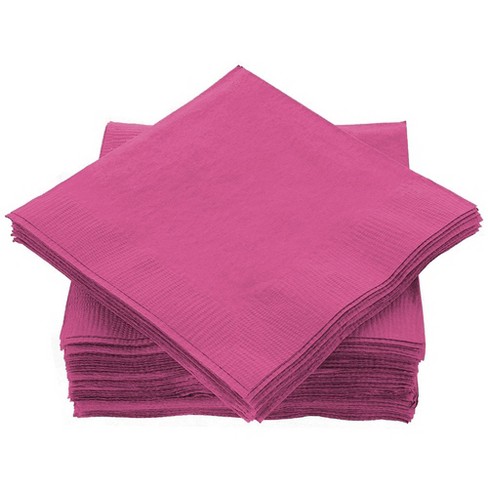 Sparksettings Bright Pink Beverage Napkins, 5” X 5” 2 Ply Paper Napkins ...
