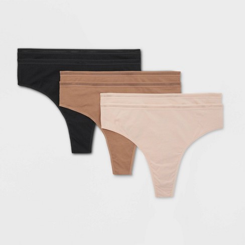 Women's 6pk Cotton Stretch Thong - Auden™ Assorted Neutral 2x : Target