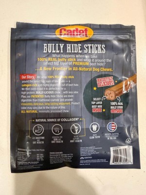 Cadet Bully Hide Sticks Beef Flavor Rawhide Dog Treats - S - 4.98oz/7ct ...