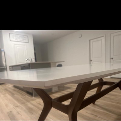 72 Emmond Mid century Modern Dining Table White brown Threshold Rubberwood Frame Mdf Top Seats 4 Target