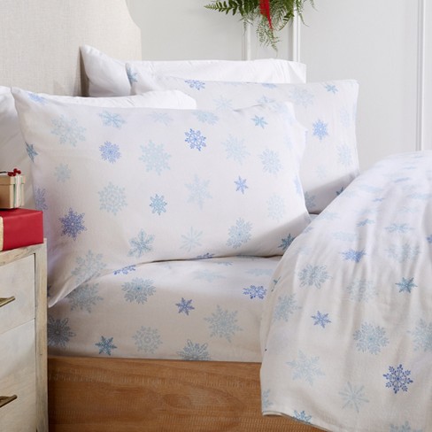 Market & Place Alpine Cotton Flannel Printed Sheet Set Queen Blue ...