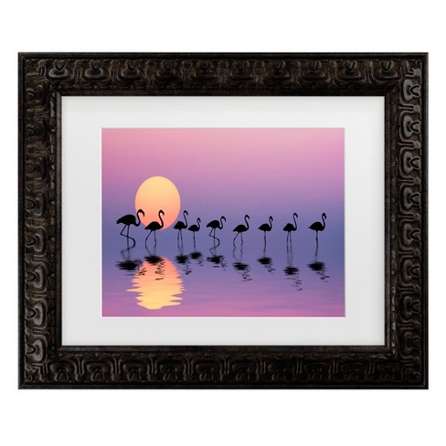 Trademark Fine Art - Bess Hamiti Family Flamingos Matted Framed Art ...