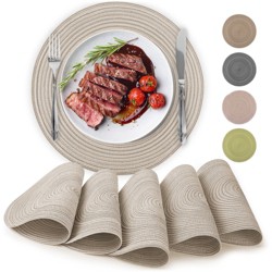 Colorful 15" Round Braided Fabric Placemats Set Of 8 Dining Table Mat ...