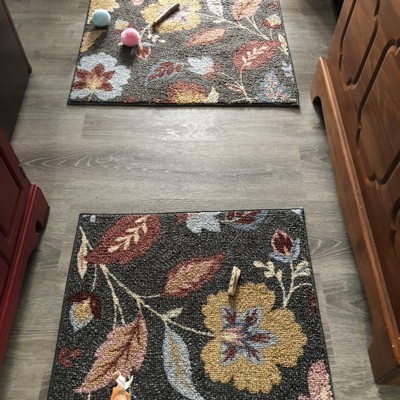 Maples 2'x3' Washable Garden Floral Accent Rug Gray : Target