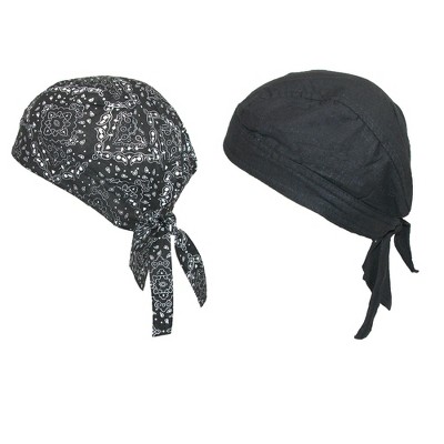 Ctm Cotton Unlined Solid And Paisley Do Rag (pack Of 2), Black Paisley And Black Solid : Target