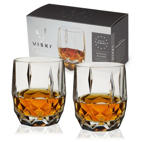 Viski Reserve Cocktail Glasses - Crystal Whiskey Glasses Or Rocks ...