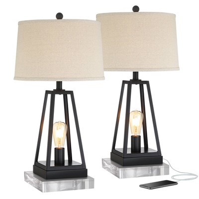 Franklin Iron Works Kacey Modern Table Lamps Set Of 2 With Square ...