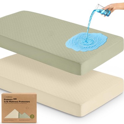 2-pack Protect+ Waterproof Crib Mattress Protector Covers, Mavy Quilted ...