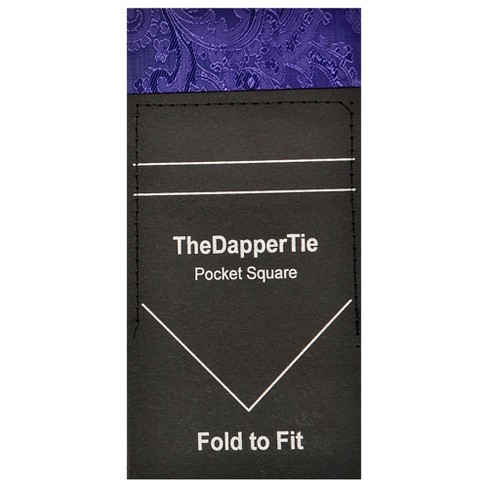 Thedappertie Men's Dark Purple Paisley Flat Pre Folded Pocket Square On ...
