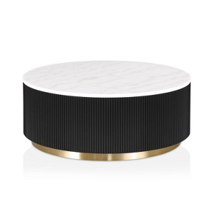 Furniture of America Keith Modern Round Marble Top Coffee Table with ...