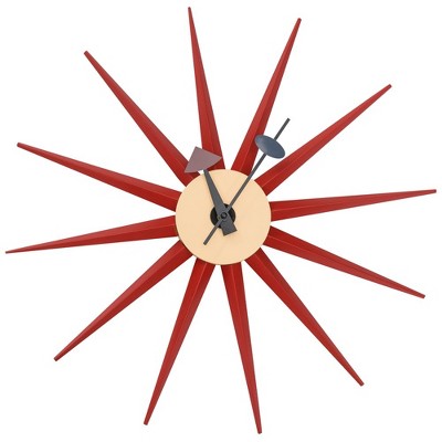 Leisuremod Maxi Colorful Star Wall Clock – Modern Silent Design, Red ...