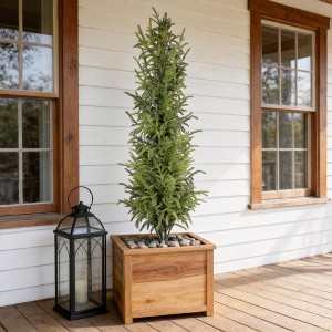 4ft Artificial Real Touch Pine Tree in Plastic Pot, 1-Piece Set for ...