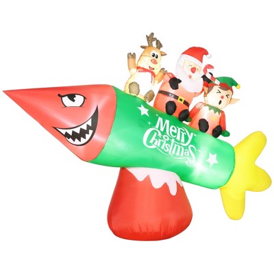 Homcom Giant 10ft Christmas Inflatables Decorations Candy Castle And ...