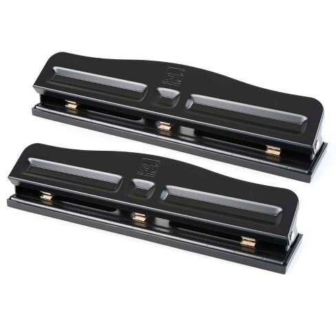 2pk Adjustable 3-hole Paper Punch Black - Charles Leonard: Metal Hole ...