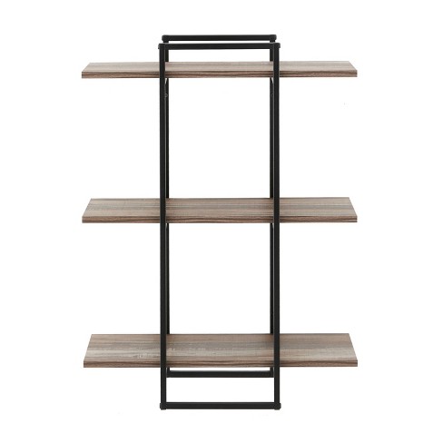 Danya B. 3-tier Antigua Crossed Double Rectangle Wall Shelf Unit Black ...