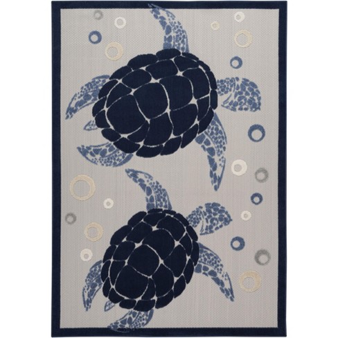 Nourison Aloha Turtle Coastal Flatweave High-low Indoor Outdoor Area ...