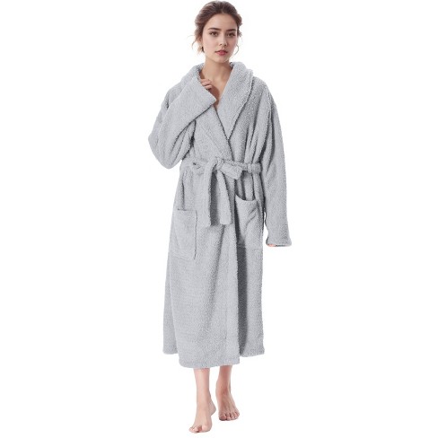 Catalonia Womens Bathrobe, Warm Comfy Plush Long Robe, Gray, Medium ...
