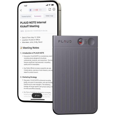 Plaud Smart Ai Voice Recorder Audio Recorder Black : Target