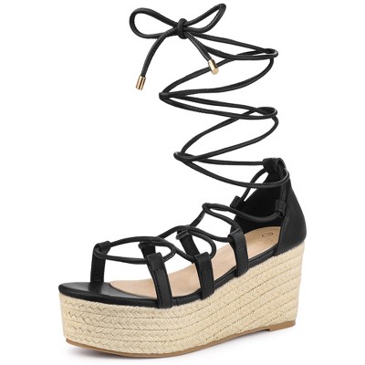 Perphy Lace Up Platform Wedge Heel Strappy Sandals For Women : Target