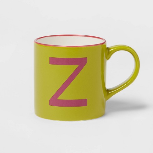 16oz Stoneware Monogram Mug 'z' Yellow - Opalhouse™: Bohemian Initial ...