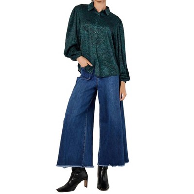 Women's Animal Print Self Stripe Satin Shirt - Apricot : Target