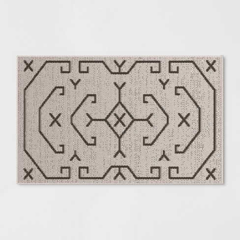 2'7"x4'2" Linear Global Outdoor Rug Ivory/black - Threshold™: Weather ...