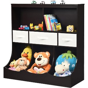 BALHAM TRADE-Kids Toy Organizer 8-Cubby Cabinet 3 Removable Fabric Bins ...