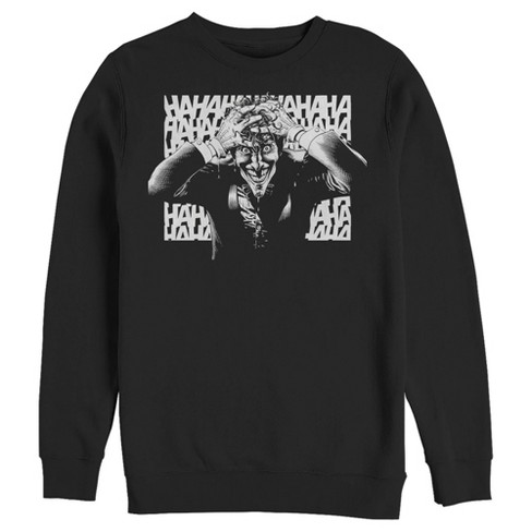 Men's Batman Joker Hahaha Crazed Look Sweatshirt - Black - Large : Target
