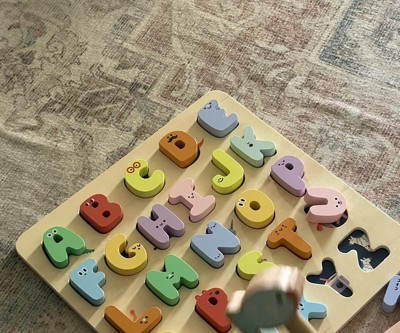 Wooden Abc Puzzle - 27pc - Gigglescape™: Alphabet Peg Toy, Educational ...