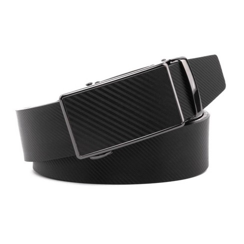 Braveman | Men's Sliding Buckle Adjustable Leather Ratchet Belt Black ...