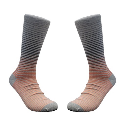 Gray To Orange Graduated Striped Pattern Dress Socks From The Sock Panda (tween Sizes, Small ...