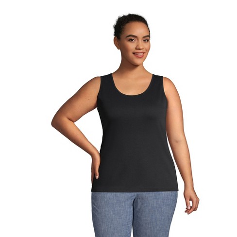 Lands' End Women's Plus Size Cotton Tank Top - 2x - Black : Target