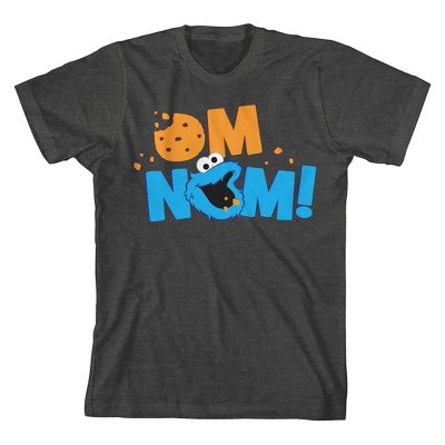 Sesame Street Cookie Monster Om Nom Boy’s Charcoal Heather Crew Neck ...