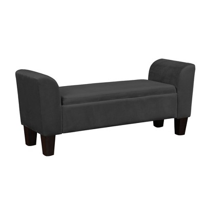 Simple Relax Velvet Upholstered Bench with Storage in Black : Target