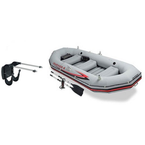 Intex Mariner 4 Inflatable Raft River/lake Dinghy Boat Set & Motor ...