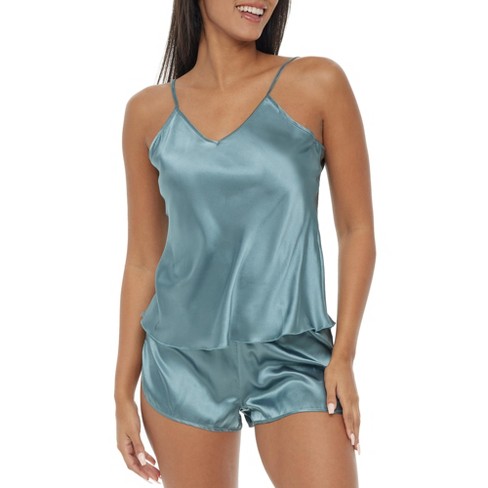 Adr Women's Spaghetti Strap Cami Top & Shorts Pajamas Lounge Set, Satin ...