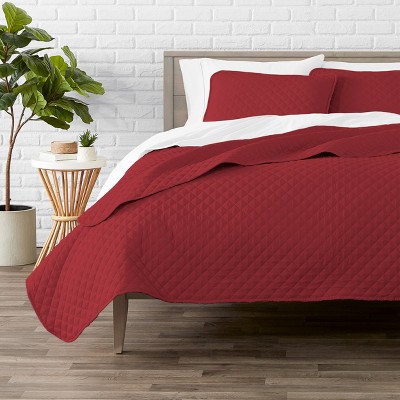 Full/queen Red Oversized Quilted Coverlet Set By Bare Home : Target