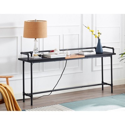 Vecelo 55 Inch Narrow Sofa / Console Table With Charging Station ...