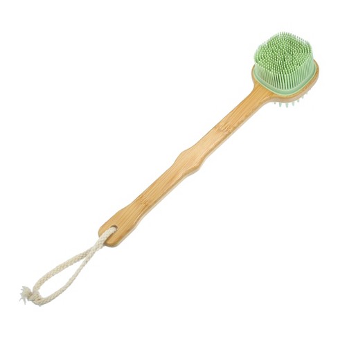 Unique Bargains Dual-side Long Handle Silicone Bath Brush Light Green ...