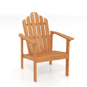 Gymax Stackable Adirondack Chair Acacia Wood Outdoor Chair w/ Slatted ...