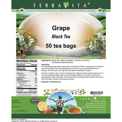 TerraVita Grape Black Tea (50 tea bags, ZIN: 540718, 2-Pack) : Target